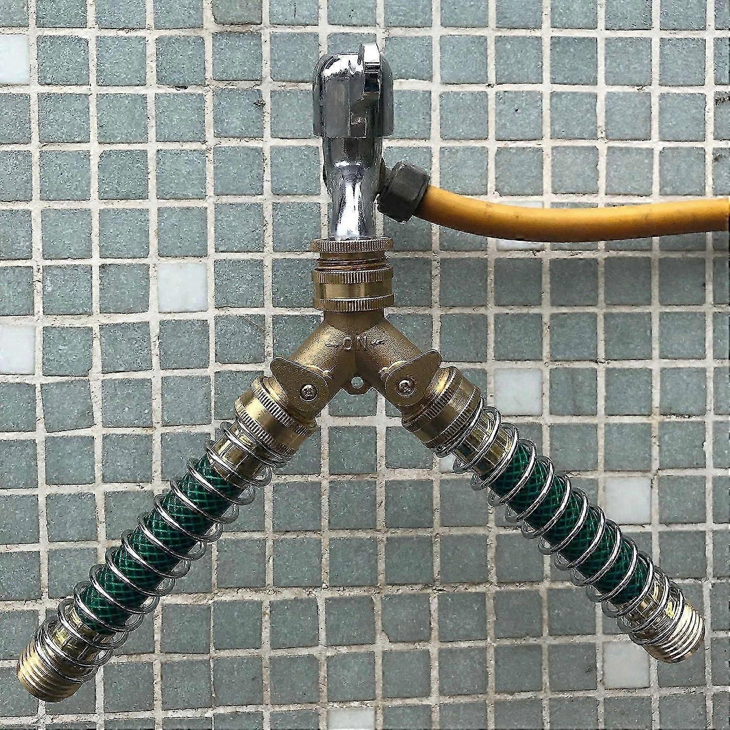 Brass Manifold, 3/4" Tap Y Splitter Brass Manifold Two Way Washing ...