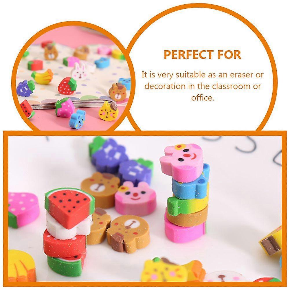 60Pcs Portable Erasers Multi-function Pencil Erasers Cartoon Mini ...