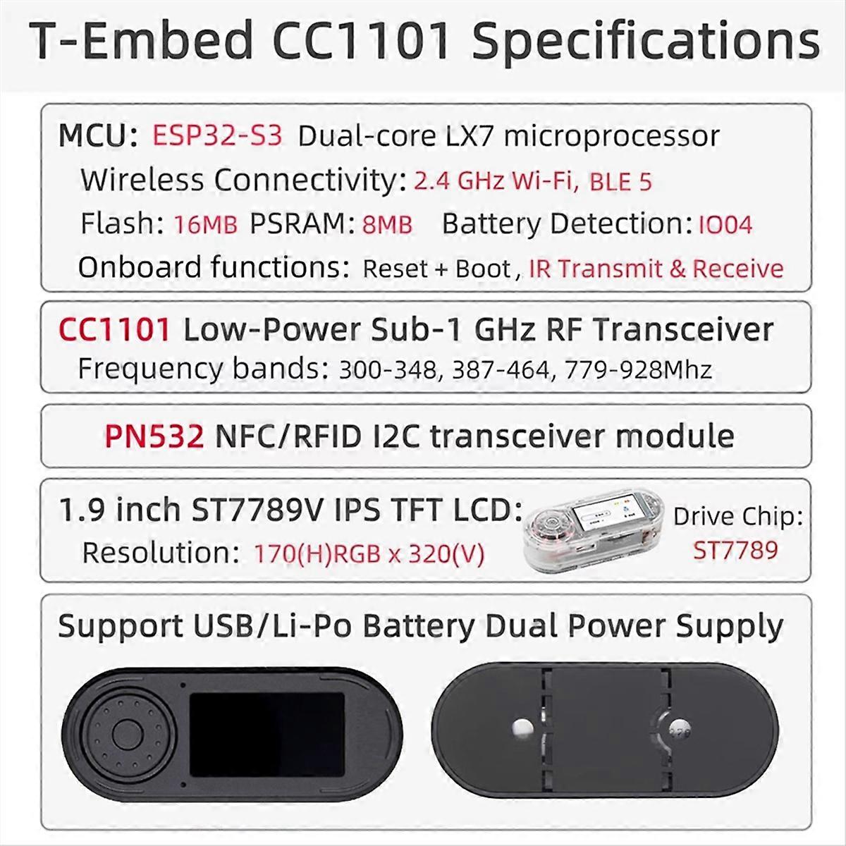 T-Embed ESP32-S3 CC1101 Low-Power GHz Transceiver | Fruugo AU