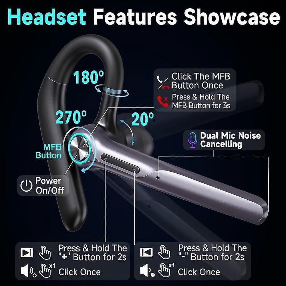Wireless Noise-Cancelling Bluetooth Headset with 60Hrs Playtime & LED ...