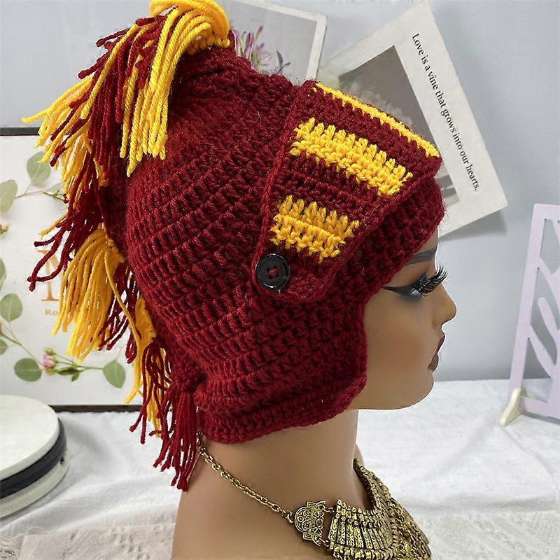 Spartan Helmet Knight Crochet Hat Knitted Hat Ski Funny Face Cover Warm ...