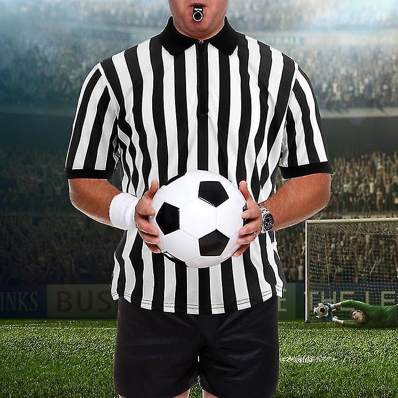 Striped Referee Shirt Men Official Pro-style Collar Referee Shirt Gym ...