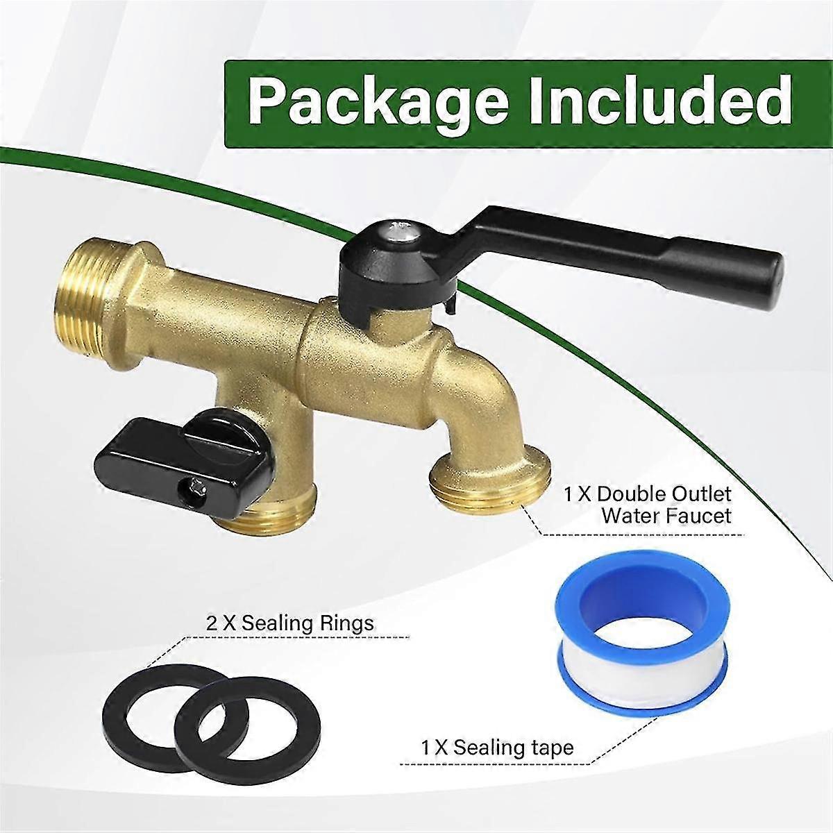 Outdoor Double Outlet Water Faucet Garden Irrigation Brass Faucet ...