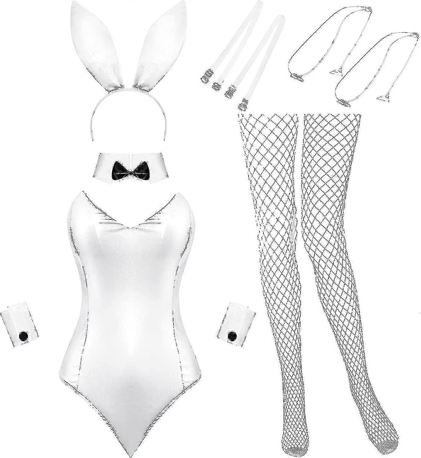 Bunny Costume Women Lingerie And Tails Bodysuit Role Play Rabbit Outfit ...