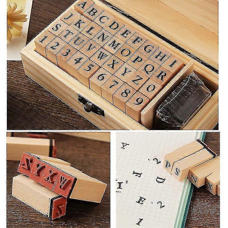 Self Inking Number Letter Stamp School Stationery Wood Rectangle Kids ...