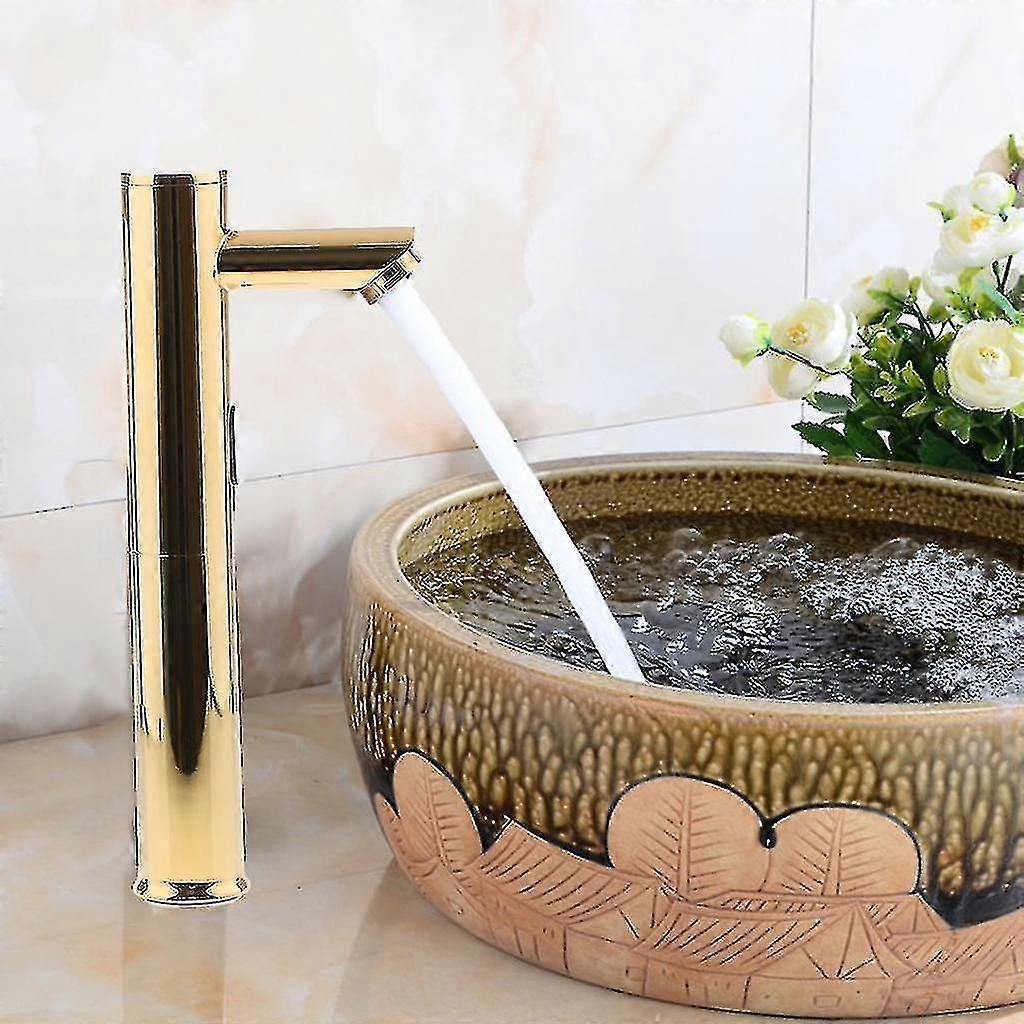 Automatic Infrared Sensor Faucet Bathroom Sink Inductive Water Tap Gold ...