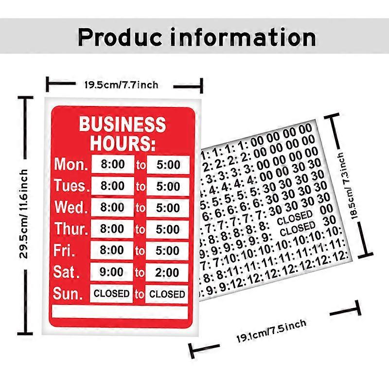 2pcs Business Hours Sign Open Signs Glass Door Window Number Sticker ...