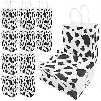 12pcs Cow Print Bags Paper Bag With Handles Portable Gift Bags Jewelry ...