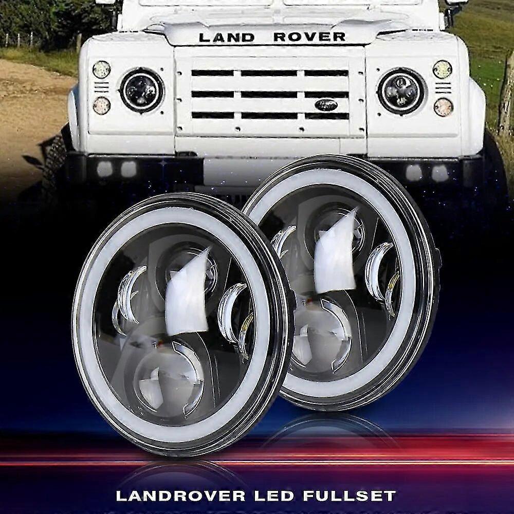 Led 7 inch Headlight For Land Rover Defender 90/110 With Halo Ring+10p ...