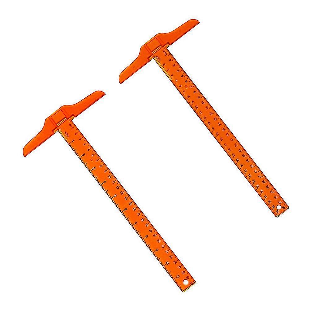 2pcs 30cm T-square Double Side Scale T Shape Ruler Plastic Measuring Tool For Drafting And ...