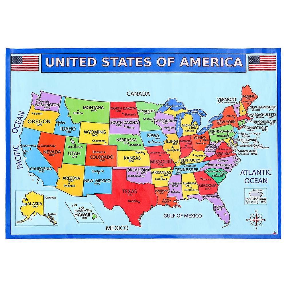 USA Map Educational Classroom Poster Teaching Geography Map Household ...