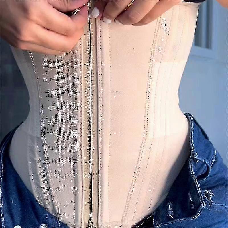 Double Compression Waist Shaper with Adjustable Zipper and Bone Hook ...