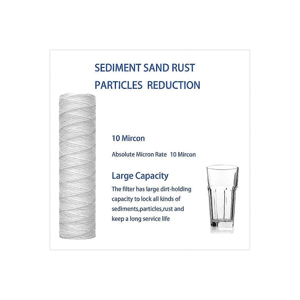 10 Micron 10 Inch x 2.5 Inch String Wound Sediment Water Filter ...