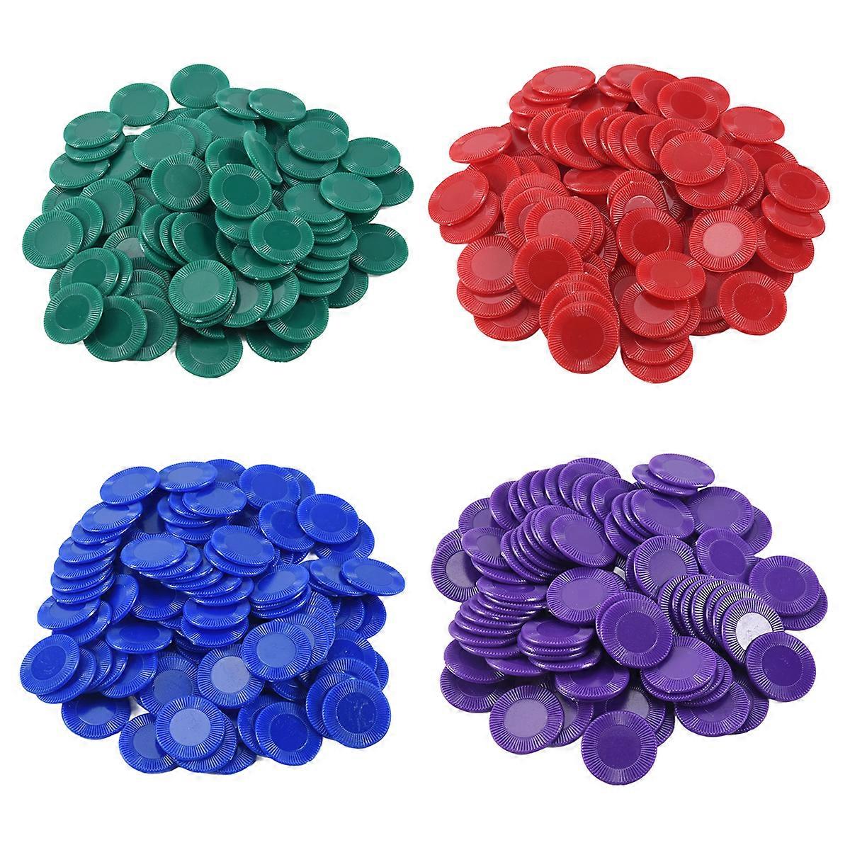 400 Pieces Plastic Poker Chips Game Chips 4 Colors Counter Card for ...