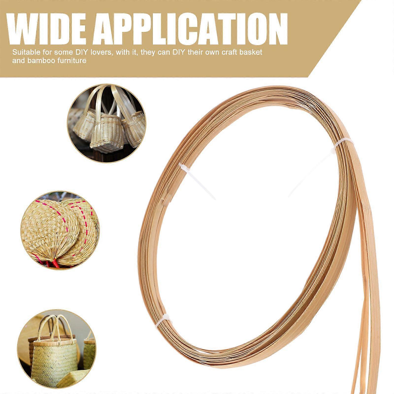 4 Rolls Wood Strips Wide Thin Flat Cane Reed Natural Wood Strips Diy ...