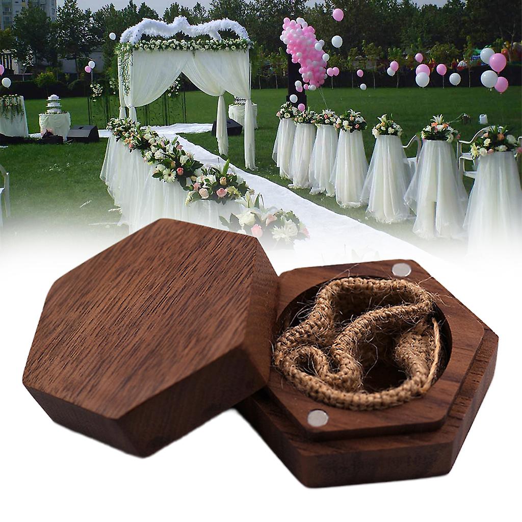 Gem Hexagon Wood Ring Box Black Walnut Jewelry Box Hexagon-shaped ...