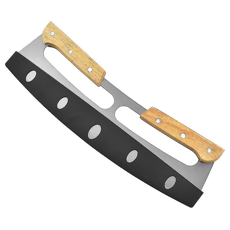 Pizza Cutter, Rocking Pizza Cutter With Double Wooden Handle, Stainless ...