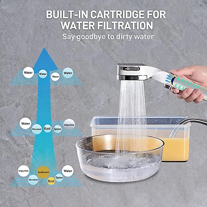 Shower, Hand Shower 4 Jet Types, Pressure Booster Kit With 1.5M Hose ...