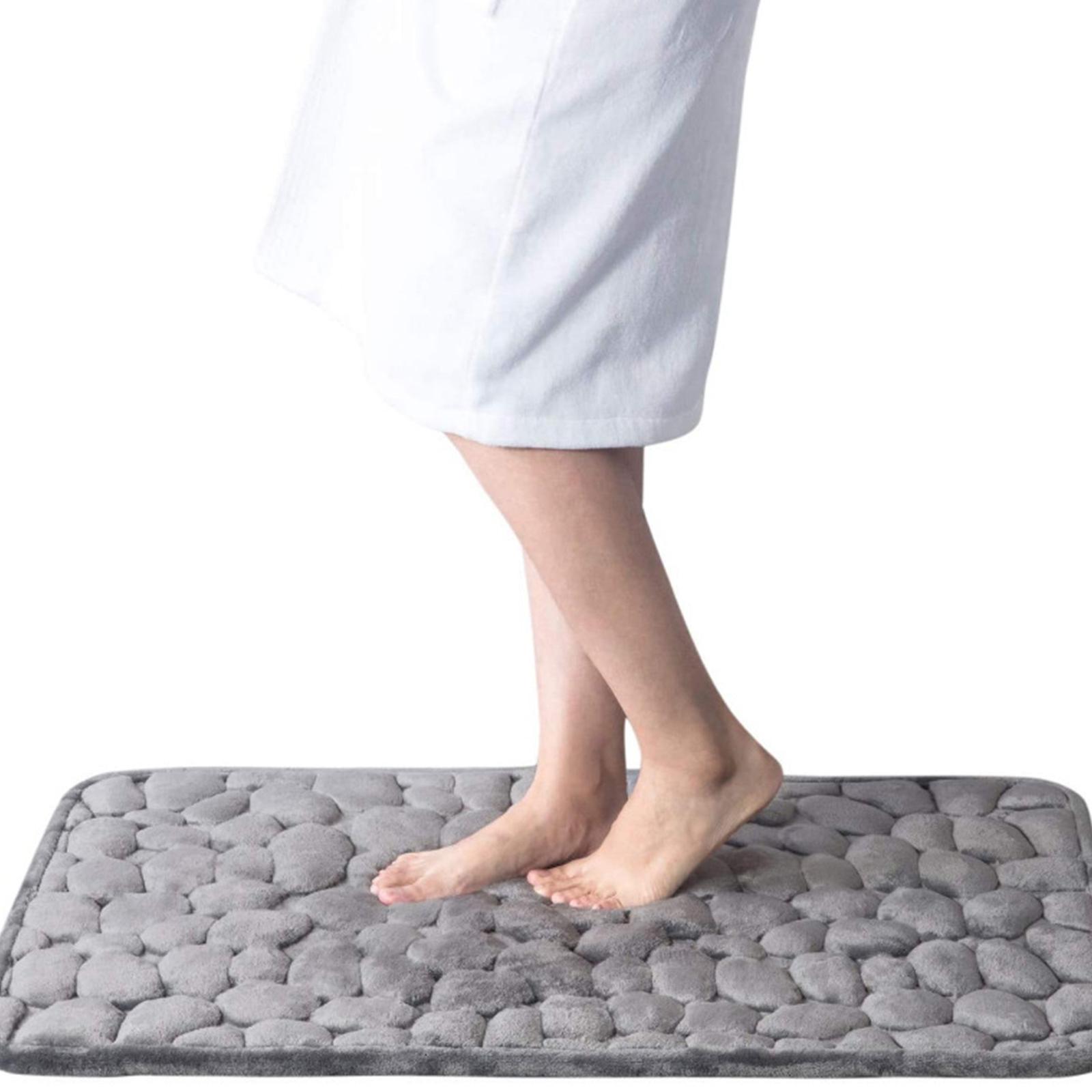 Memory Foam Bath Mat Cobblestone Embossed Bathroom Rug Super Water ...