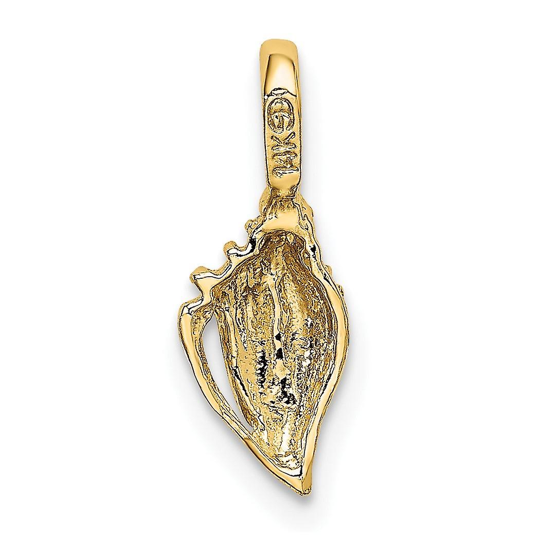 6mm 14k Gold Mini Conch Shell Open Side With Fixed Bail Charm Pendant ...