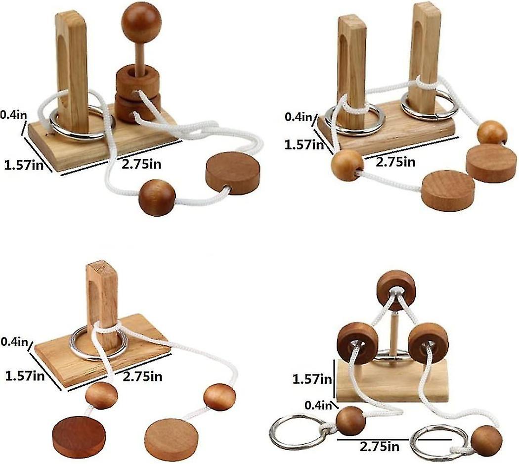 Brain Teaser Puzzle Wooden Threading Rope Loop Puzzle Luban Lock Brain ...