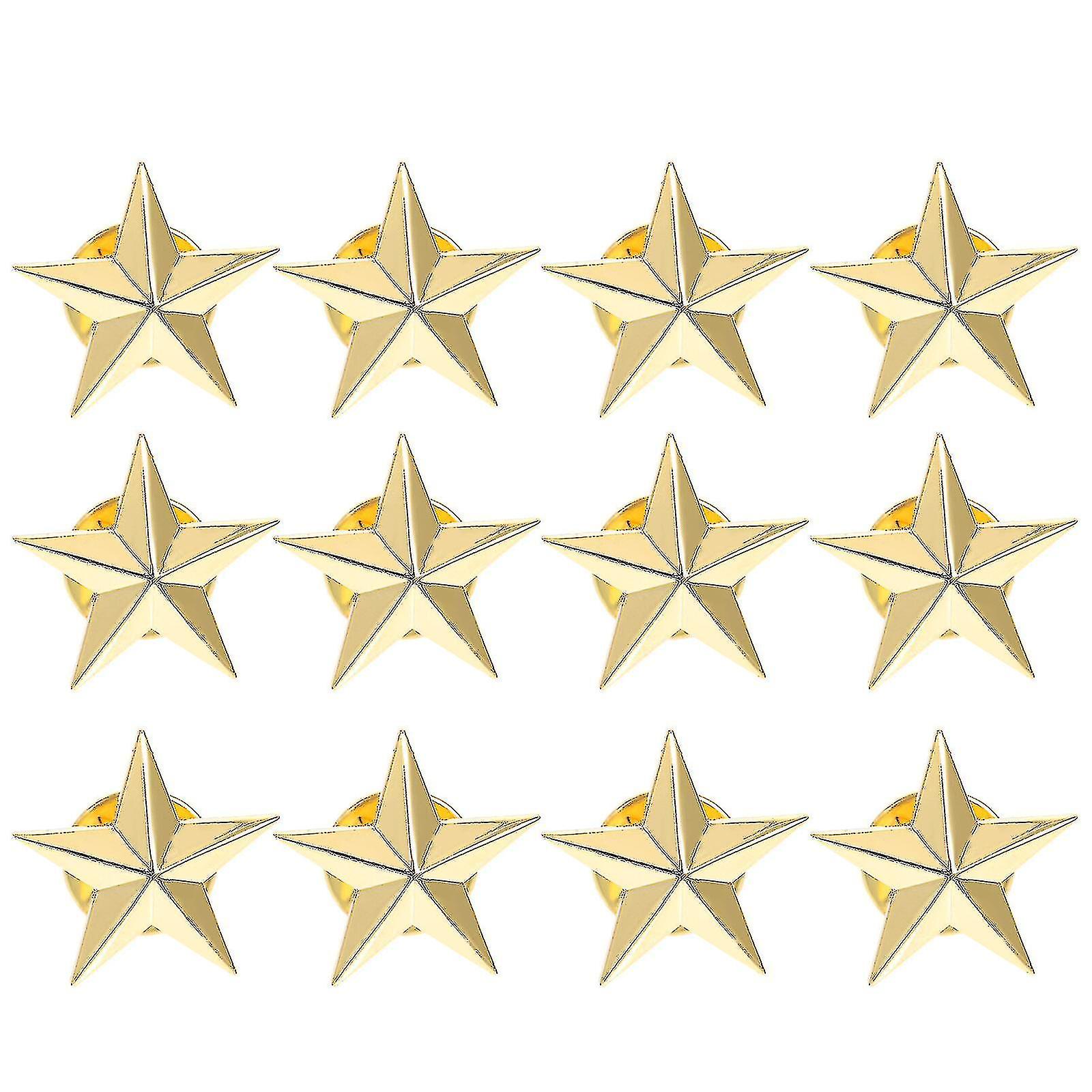 12 Pcs Men Decor Star Collar Lapel Pin 5 Star Badge Star Collar Brooch ...
