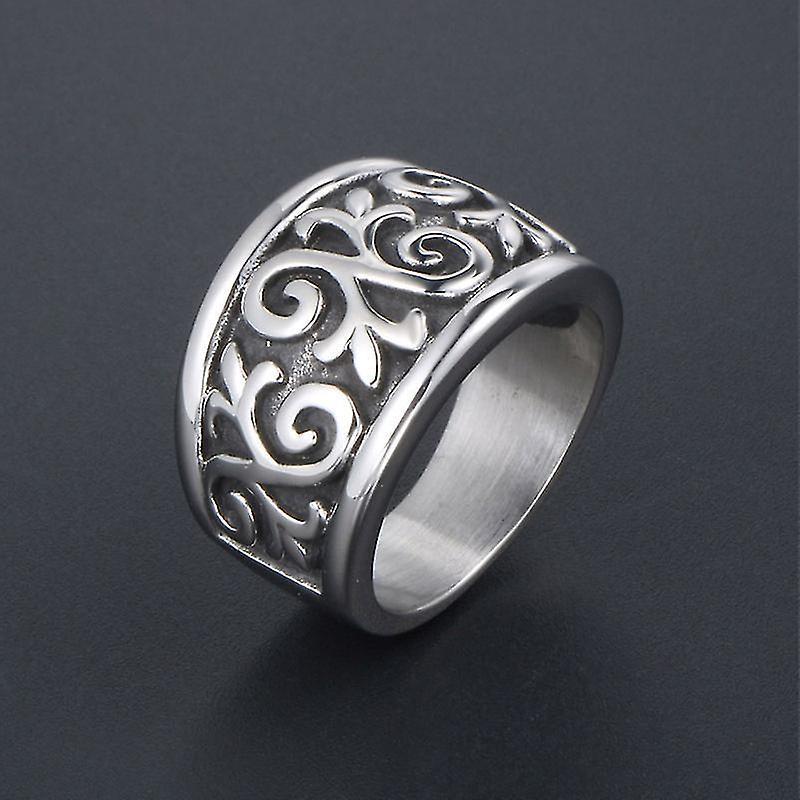 9 Silver chip trip creative rings personality trendy titanium steel ...