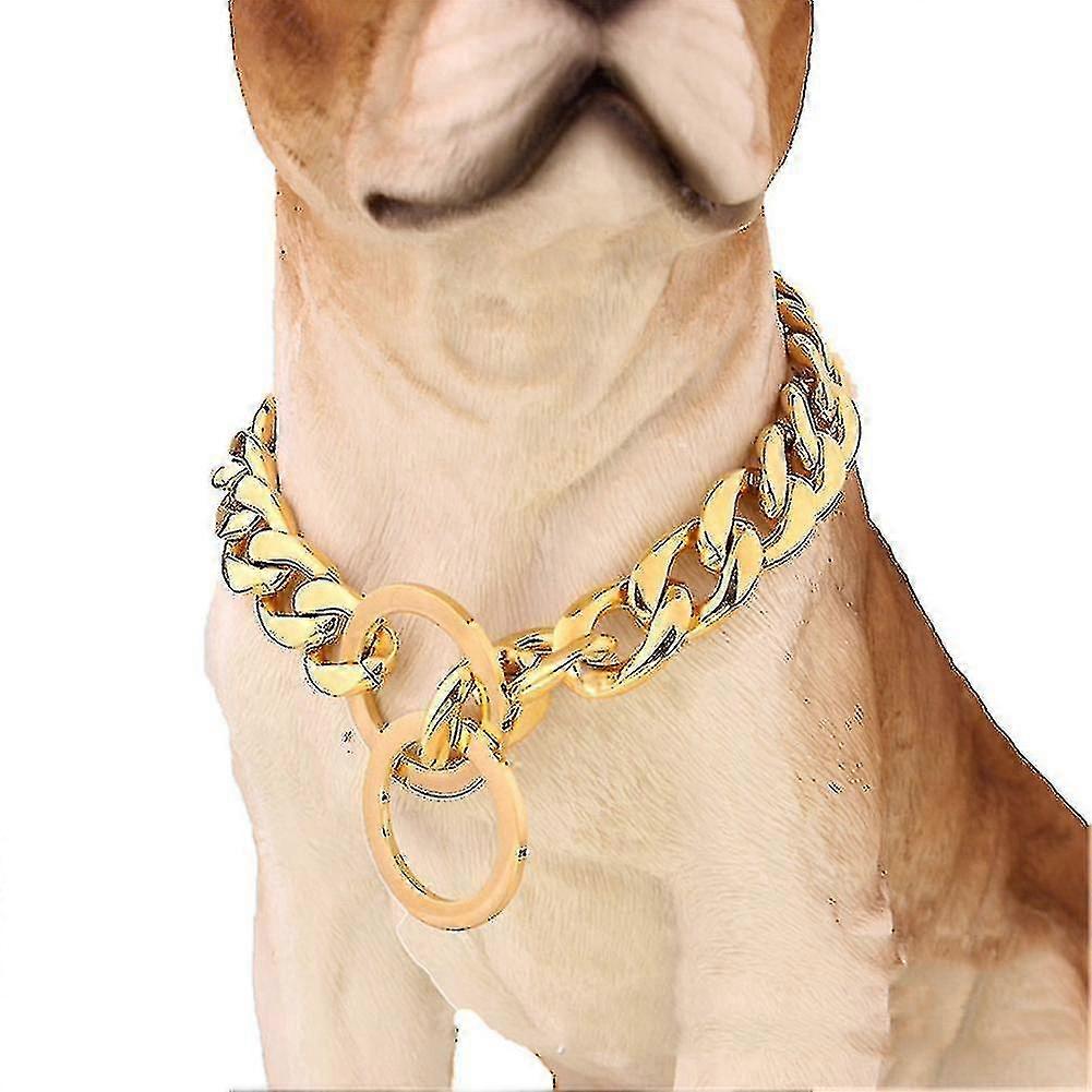Gold Dog Collar Chain With Steel Buckle Width, Stainless Steel Cuban ...