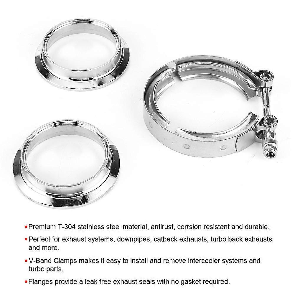 2.5in VBand Flange Clamp Kit T304 Stainless Steel Accessory for Turbo ...