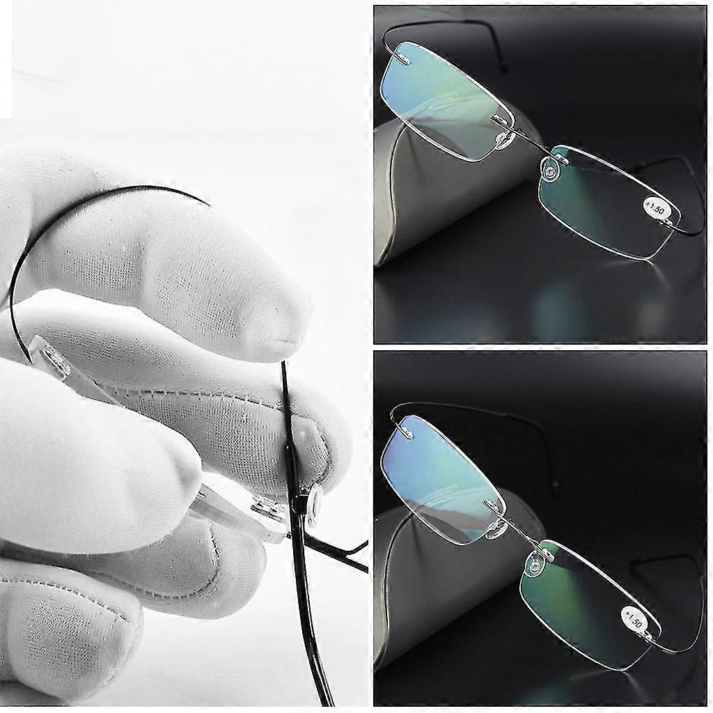 Ultralight Titanium Rimless Rectangular Glasses Spectacles Eyeglass ...