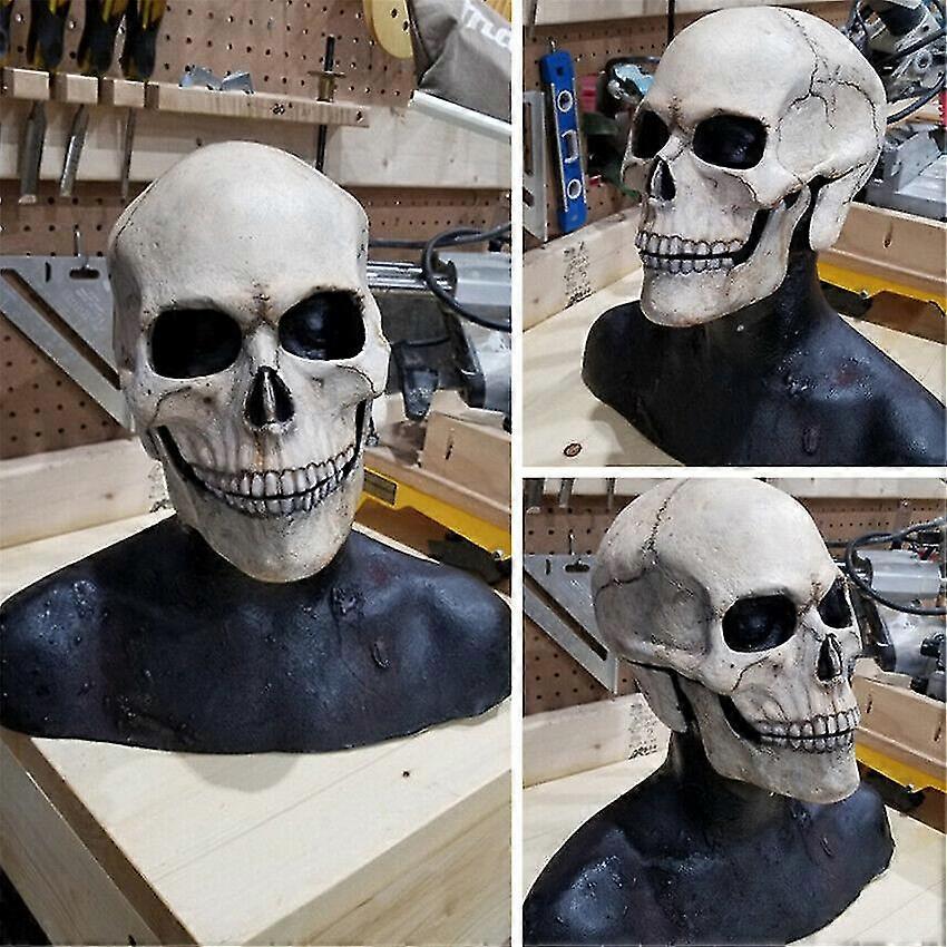 Movable Jaw Skull Mask Helmet Halloween Party Prop Latex Headgear ...