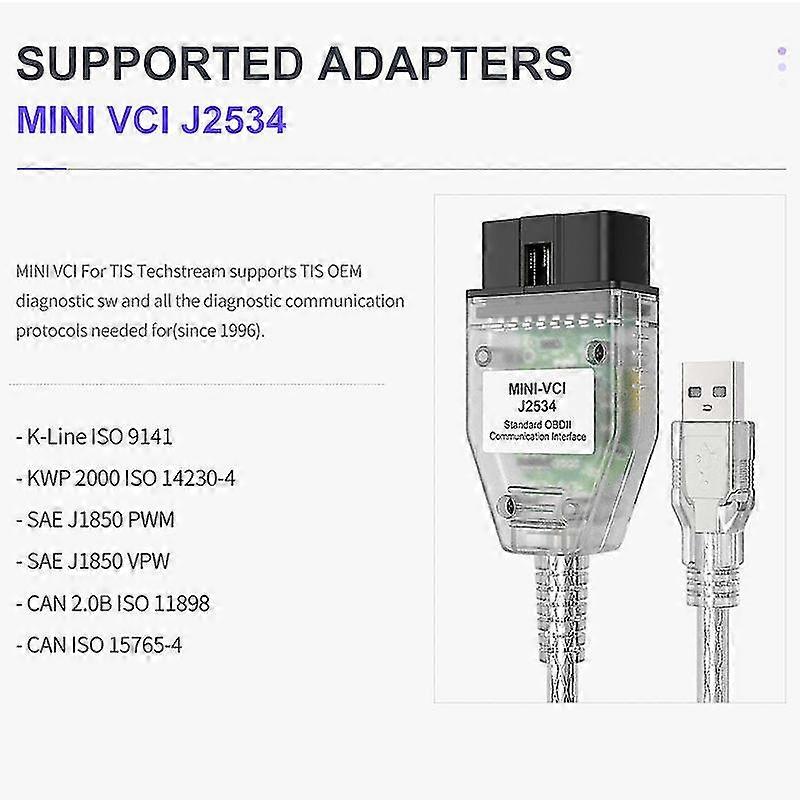 Mini vci for toyota tis techstream v16.20.023 minivci ftdi for j2534 ...