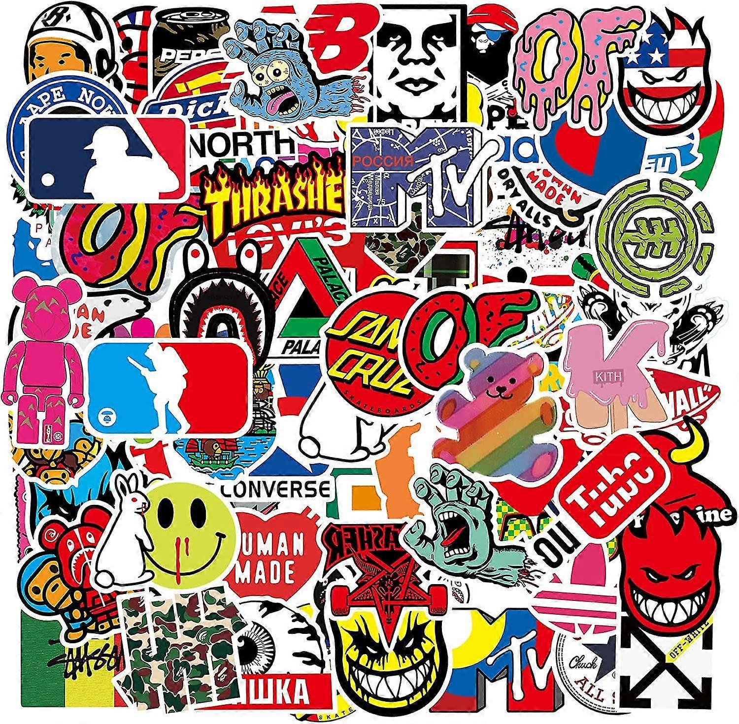 101pcs Skateboard Stickers Pack Non-Repeat Cool Sticker Pack Waterproof ...