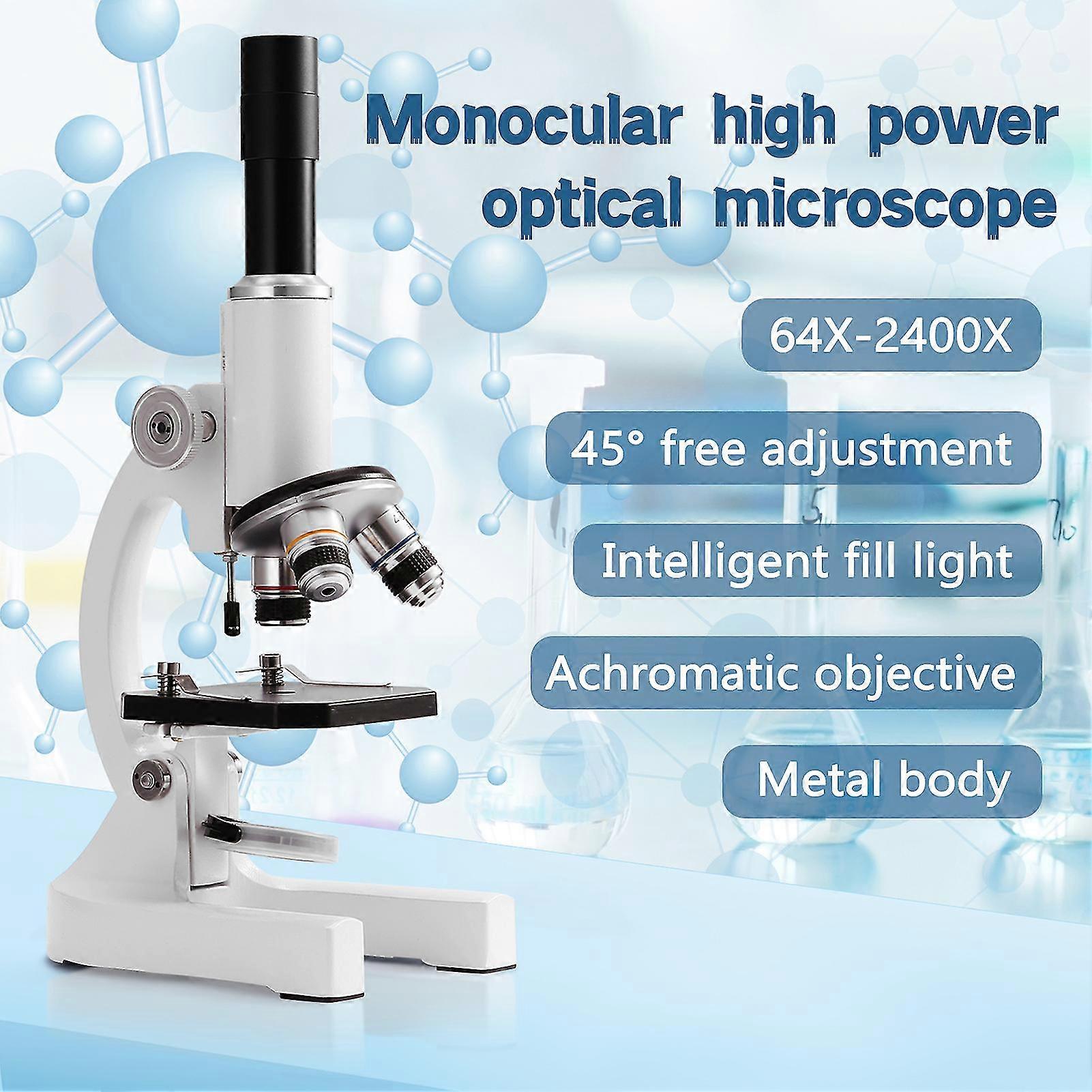 64x-2400x Monocular Optical Microscope Elementary School Science ...