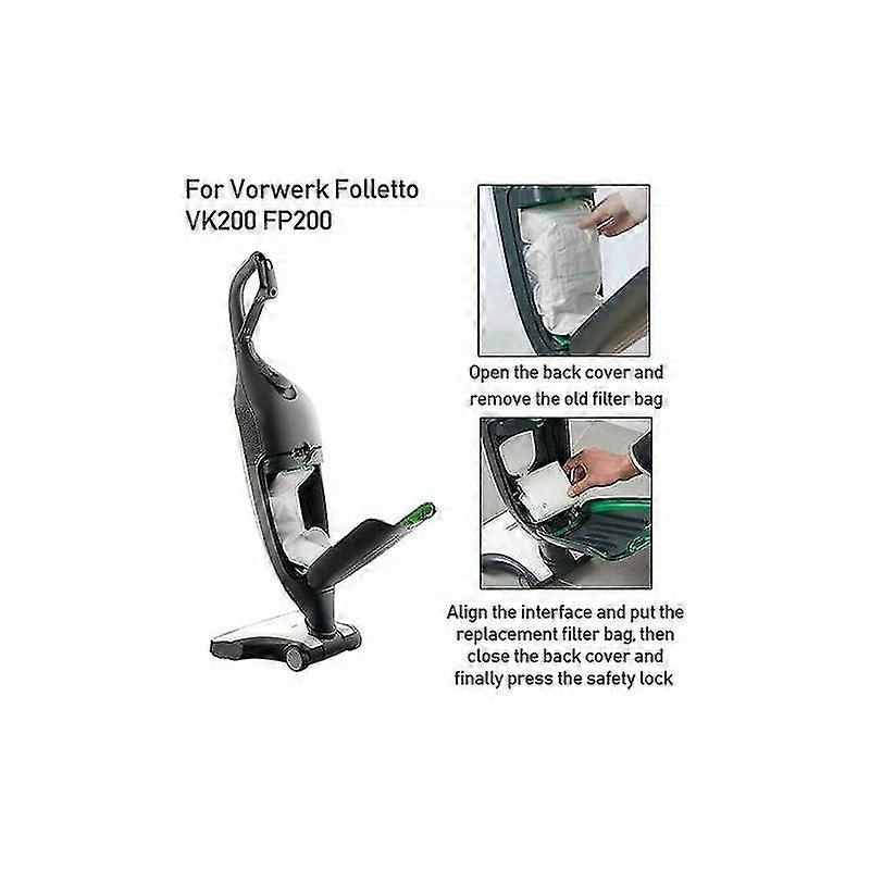 12 Bags For Vorwerk Kobold Vk200 Fp200 Vacuum Cleaner With 3 X Motor ...