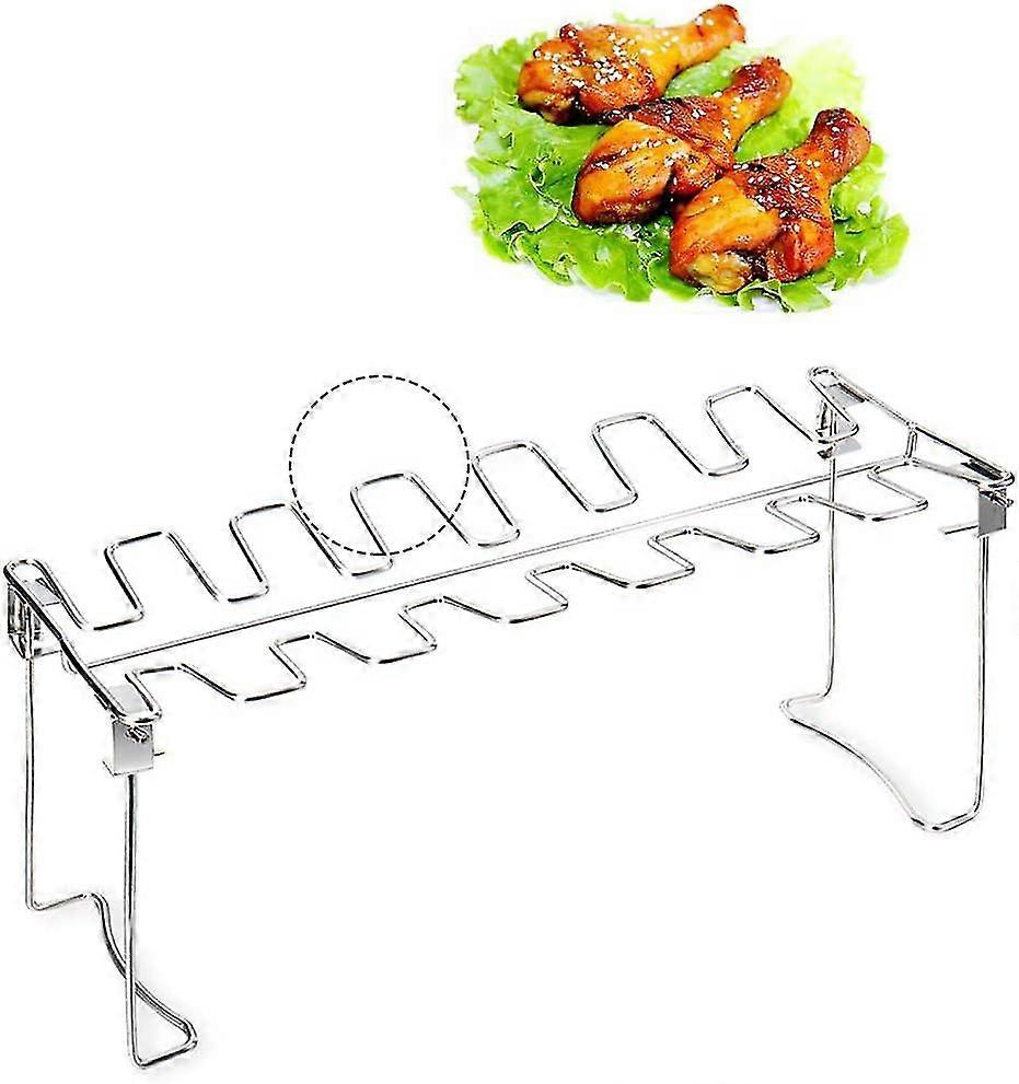 Foldable 14 Thigh Barbecue Chicken Leg Rack With Stainless Steel Tray ...