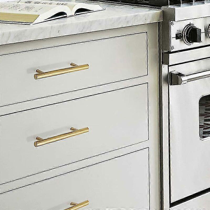 Set Of 4 Brushed Brass Furniture Handles, 96mm Center Distance, Set Of ...