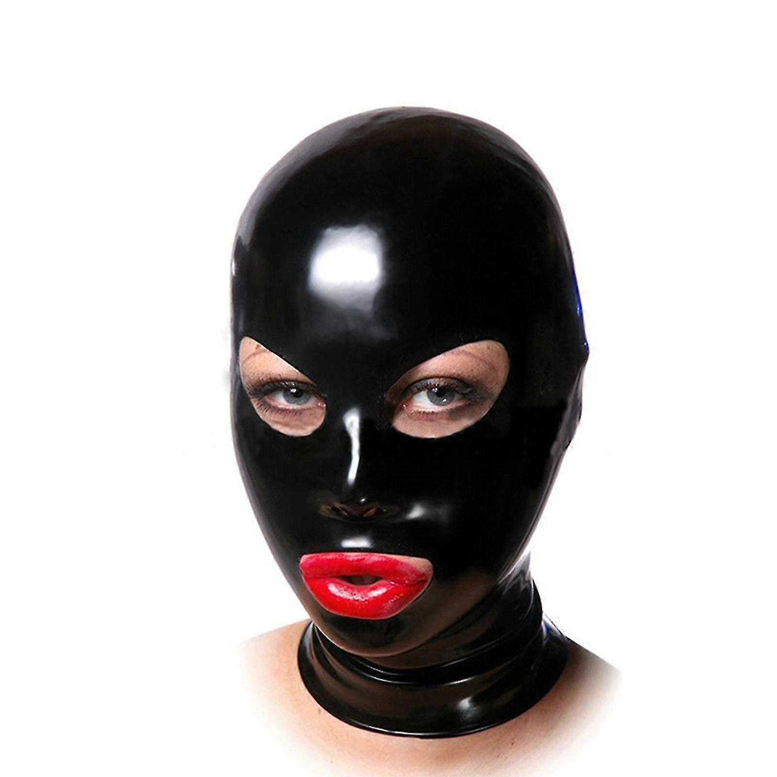 Unisex Latex Hood Mask Open Mouth Hole Headgear Headpiece Womenmen Full ...
