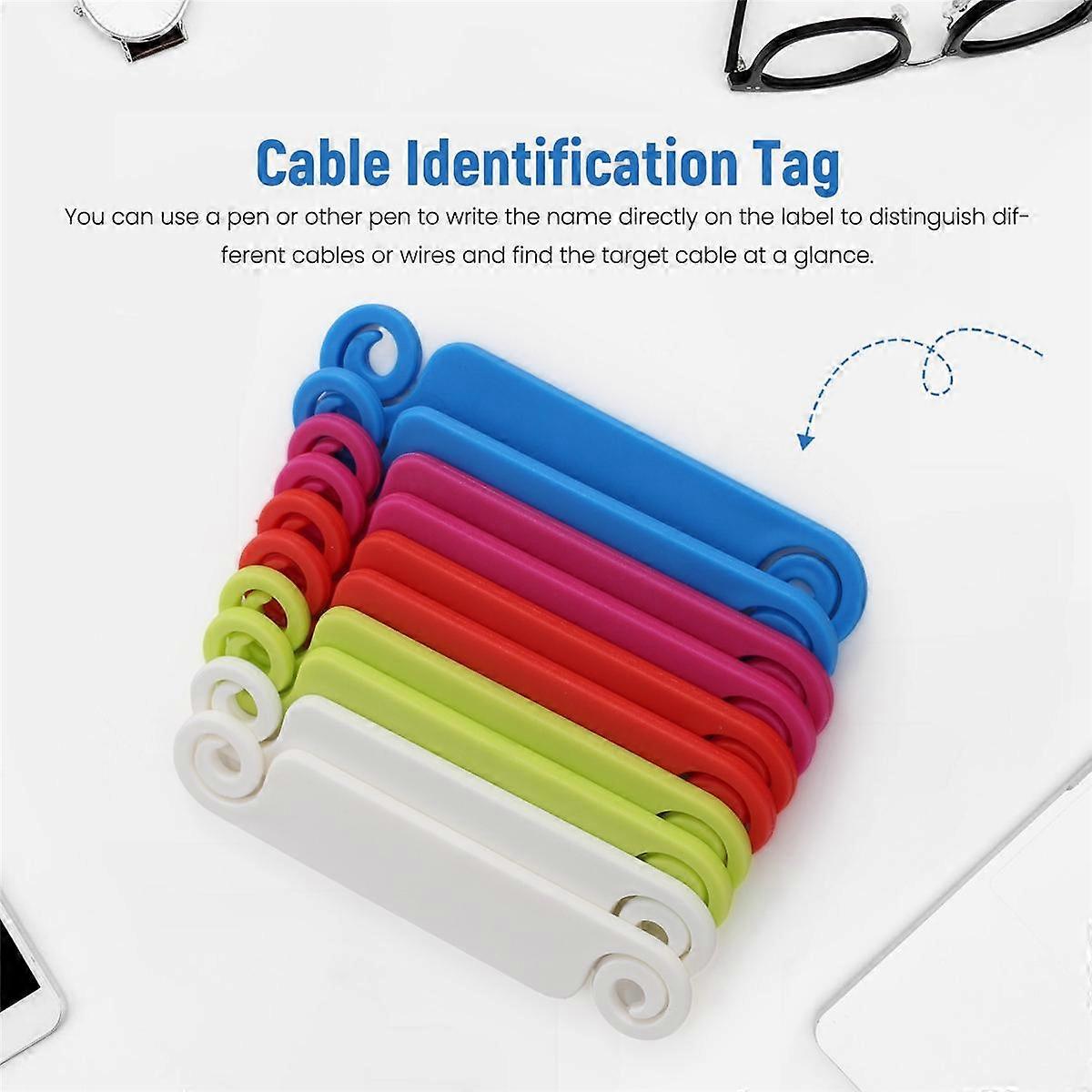 40Pcs Cable Labels Tags for Marking Wires Multicolored Labels Clip Cord ...
