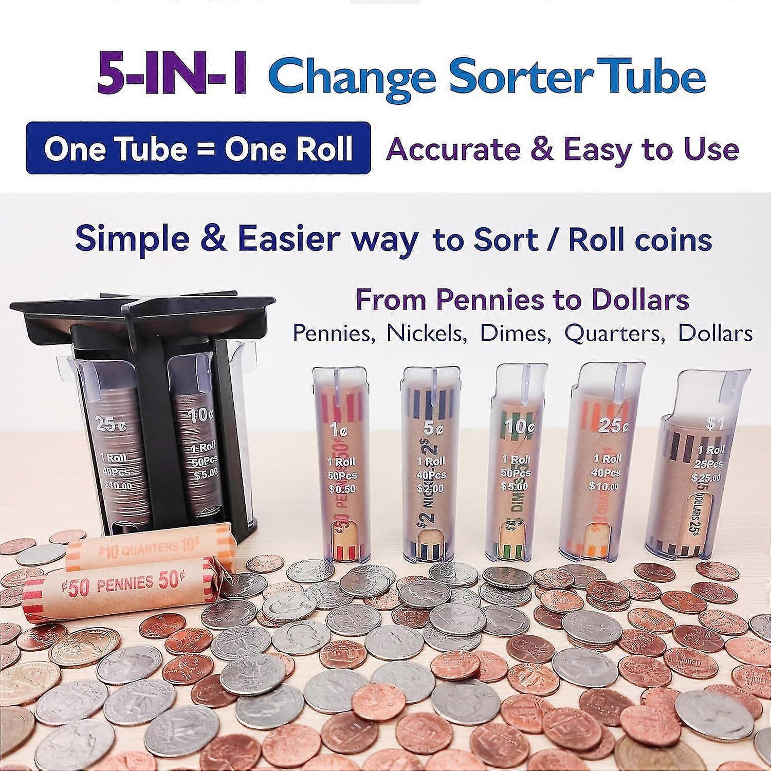 Coin Counter Coin Sorter Tube, Change Sorter Tube Coin Counter ...