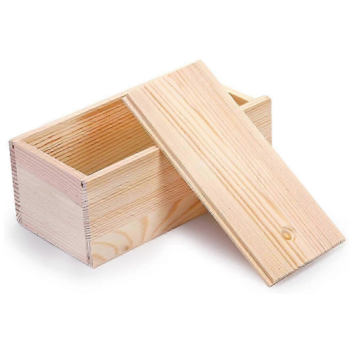 4 Pack Unfinished Wood Storage Box With Slide Lid, Vintage Keepsake ...