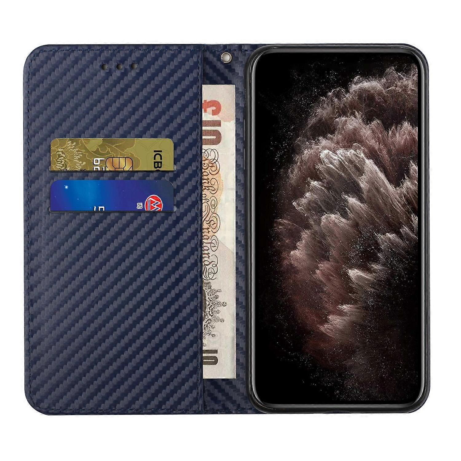 Carbon Fiber Texture Magnetic Flip Leather Phone Case | Fruugo UK