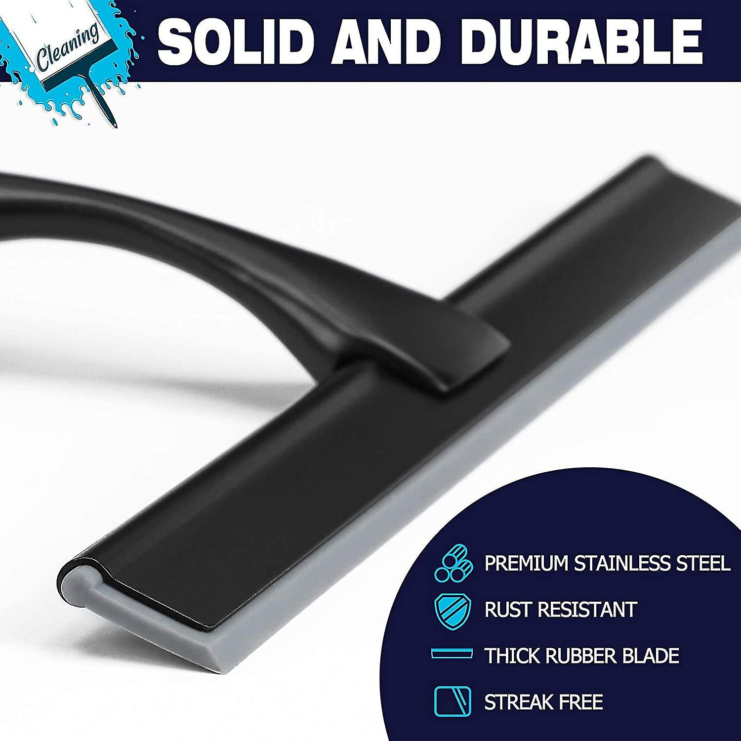 Shower Squeegee, 10 Inch Matte Black Squeegee, Multipurpose Stainless ...