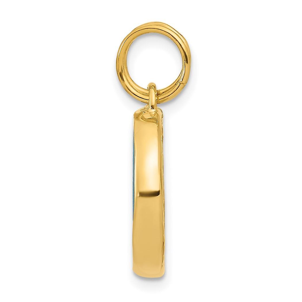 14k Gold Simulated Turquoise Color Eye Pendant Necklace Measures 17x17mm Wide 3.2mm Thick ...