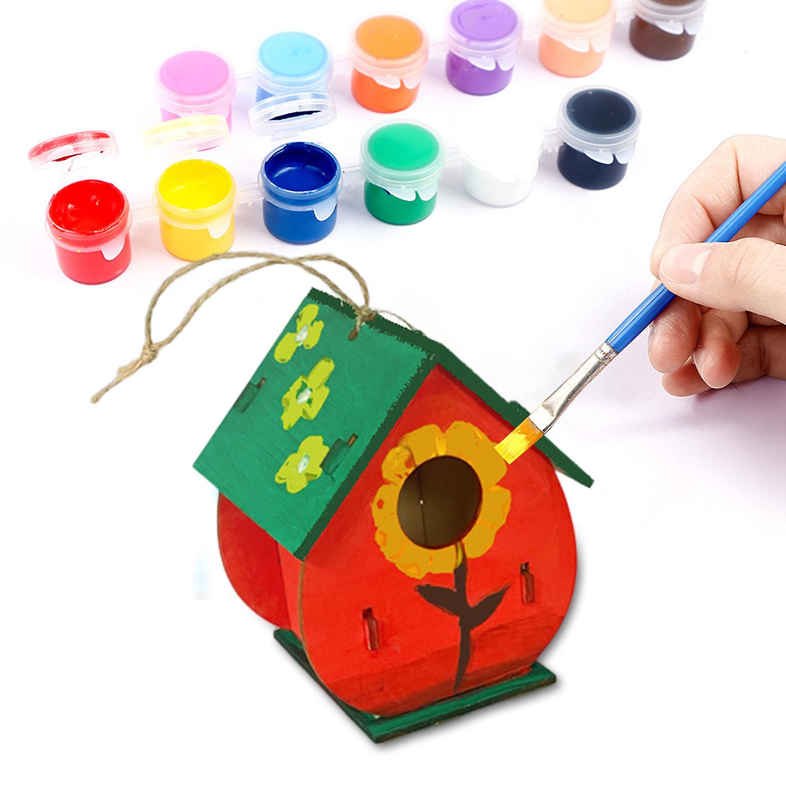 1 Set Bird House Construction Kit Children DIY Painting Assembling Bird ...