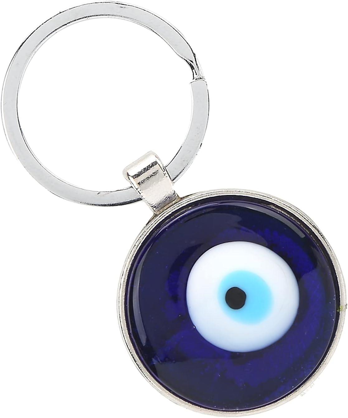Evil Eye Keychain Blue Eye Pattern Round Beads Pendant Good Lucky ...