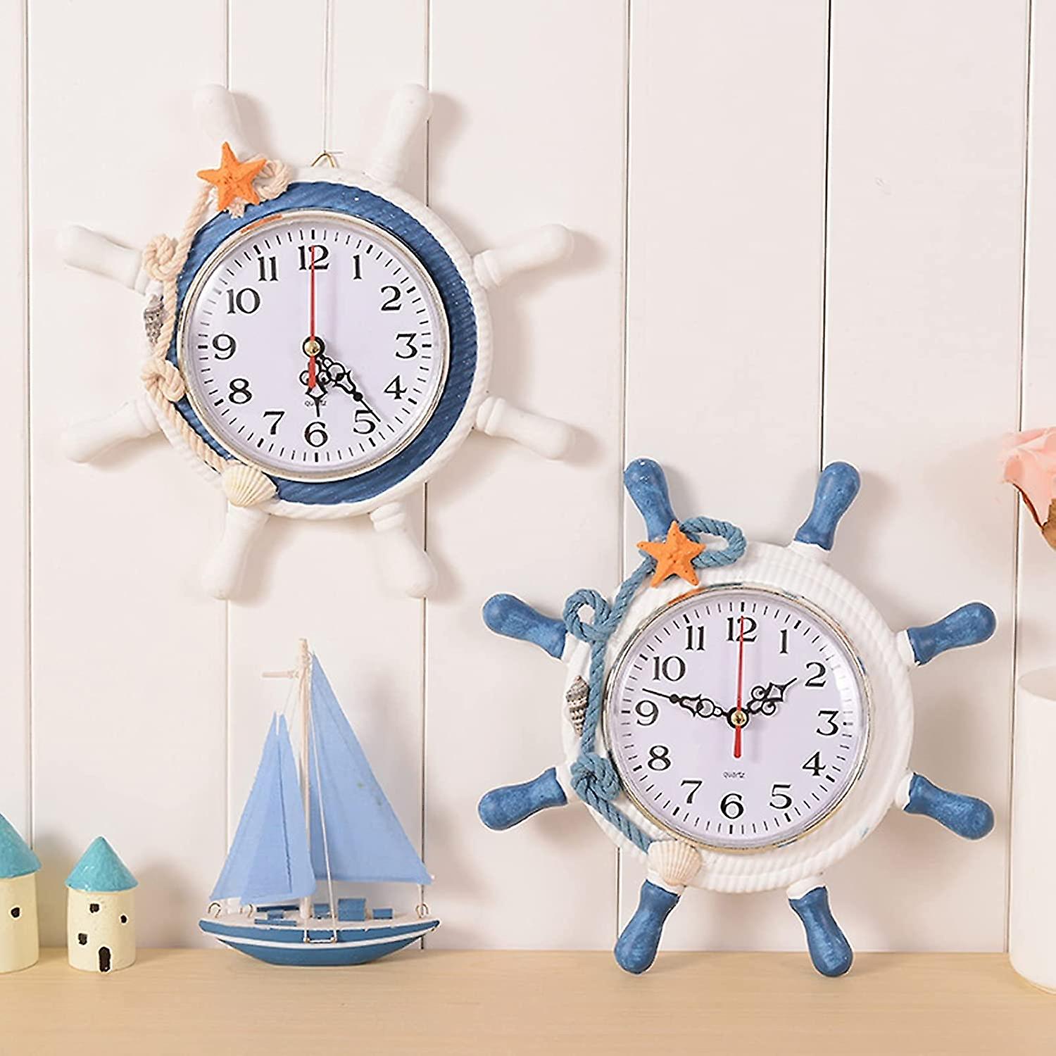 Outdoor Clocks for Terrace, 4 Inch Mediterranean Style Nautical Wood ...