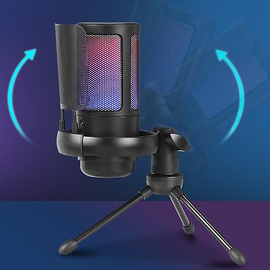 Gaming Microphone with Tripod Stand Noise Reduction RGB Breathing Light ...