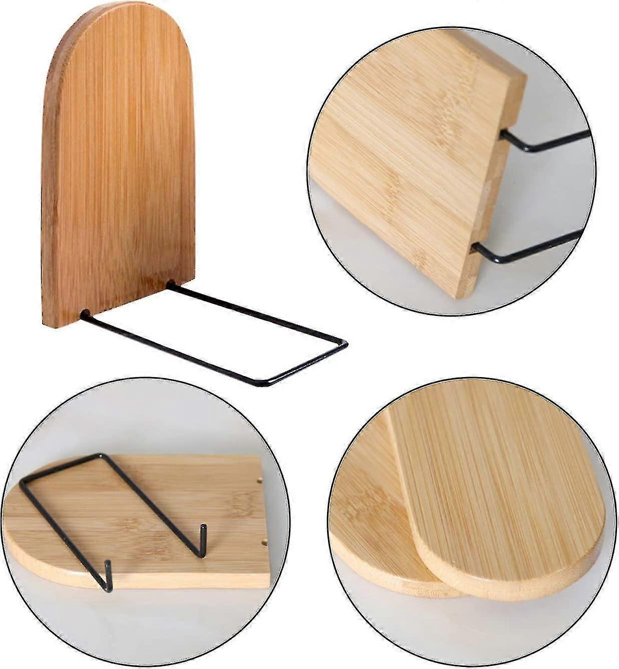 Natural Bamboo Bookend Large Capacity Office Book Ends Anti Slip Book ...