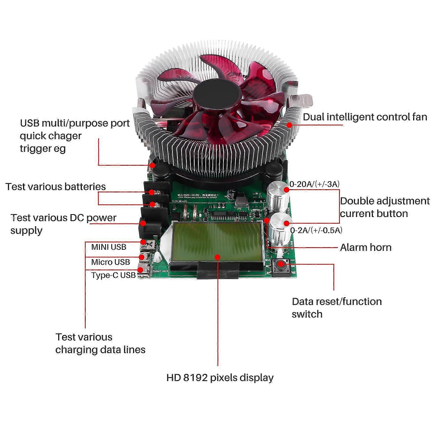 Electronic Load Tester 150w 20a Resistor Adjustable Constant Current ...